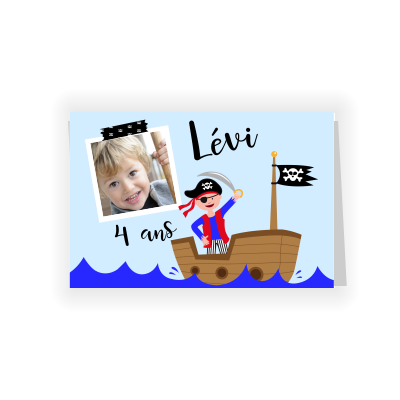 Invitation cool anniversaire enfant 4 ans pirate